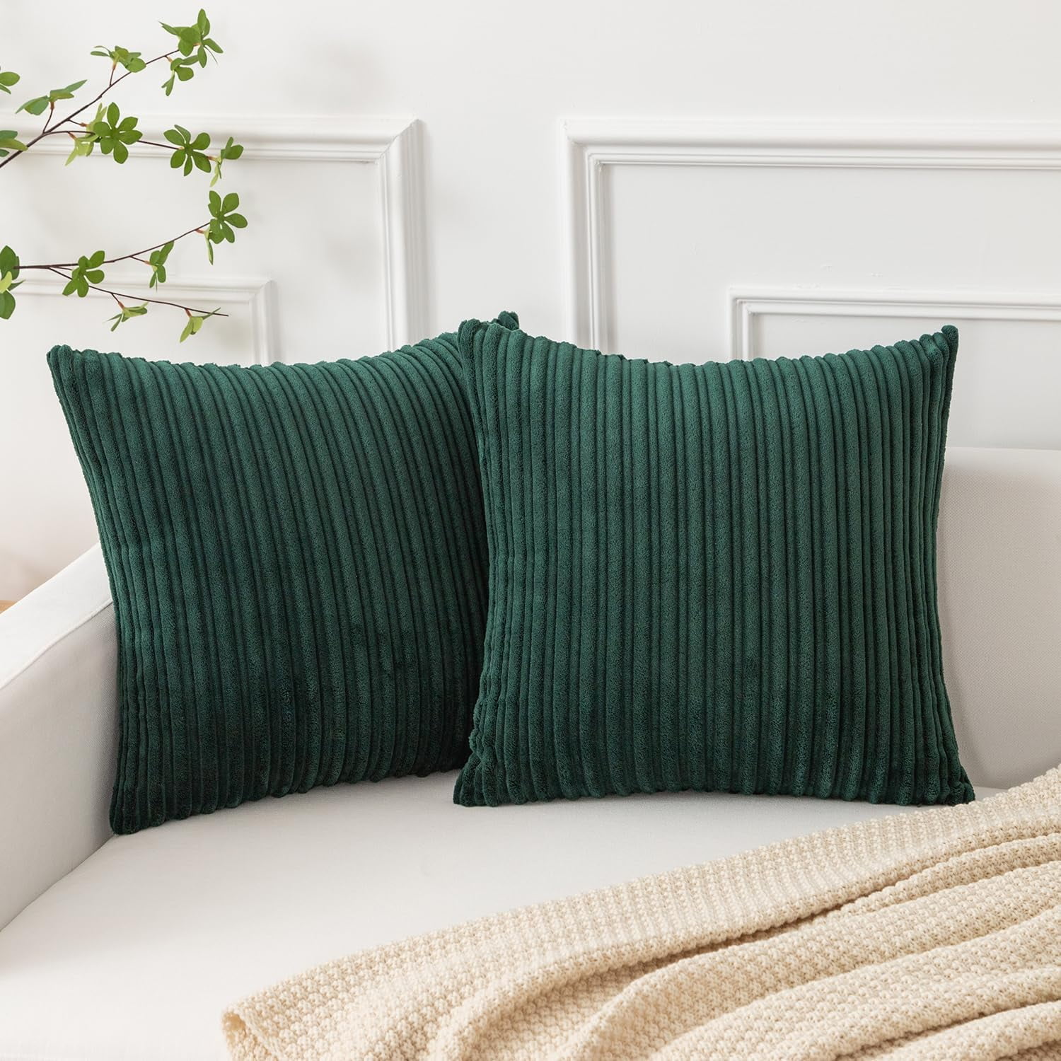 CHE-Kevin Textile Decorative Throw Pillow Covers Pack of 2 Corduroy ...