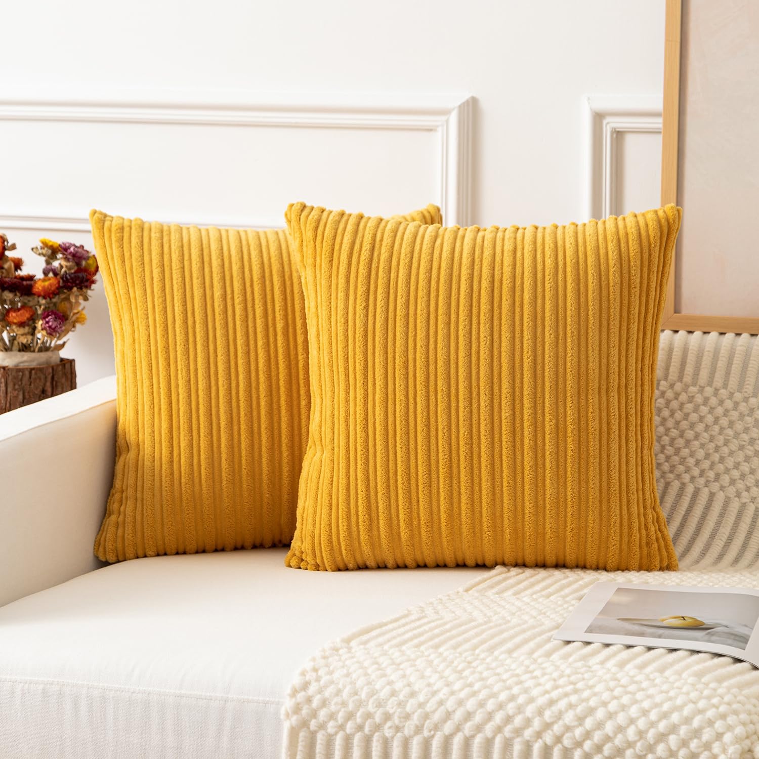 CHE-Kevin Textile Set of 2, Decorative Pillows Covers for Couch Striped ...