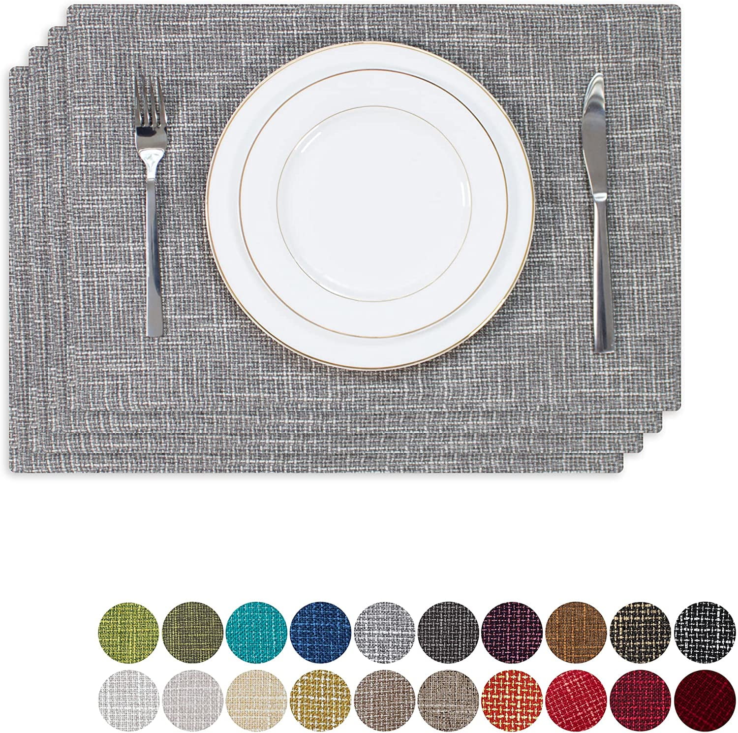 CHE-Kevin Textile Table Mats Set of 4 Heat Resistant Washable Placemats ...