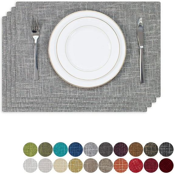 CHE-Kevin Textile Table Mats Set of 4 Heat Resistant Washable Placemats ...