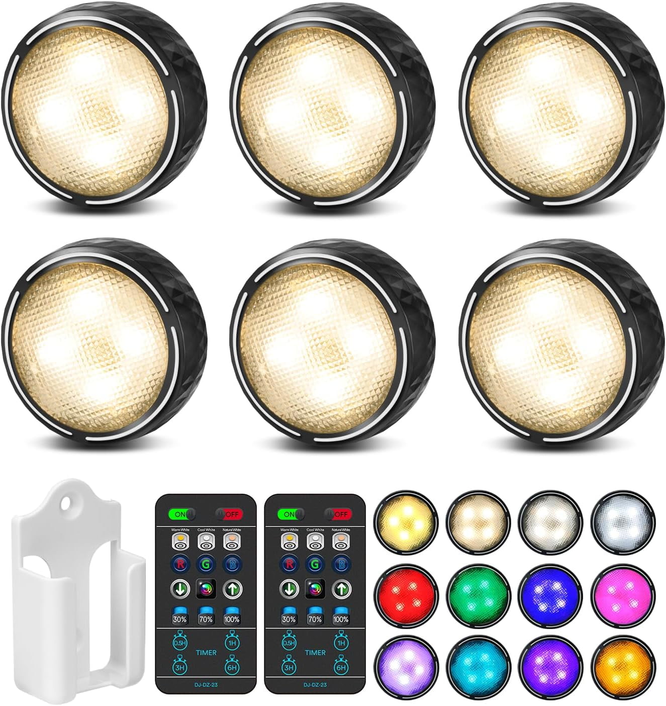 CHE-LED Puck Lights with Remote Control, Battery Operated Wireless ...