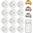 CHE-LED Puck Lights with Remote, 3 Color Battery Operated Push Lighting ...
