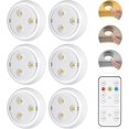 CHE-LED Puck Lights with Remote, 3 Color Battery Operated Push Lighting ...