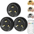 CHE-LED Puck Lights with Remote, 3 Color Battery Operated Push Lighting ...