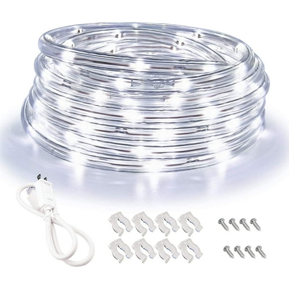 CHE-LED Rope Lights, 16ft Daylight White Strip Lights with Clear PVC ...