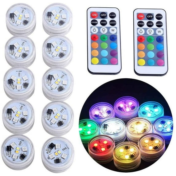 CHE-Mini Submersible LED Lights, Waterproof Small LED Tea Lights Candle ...