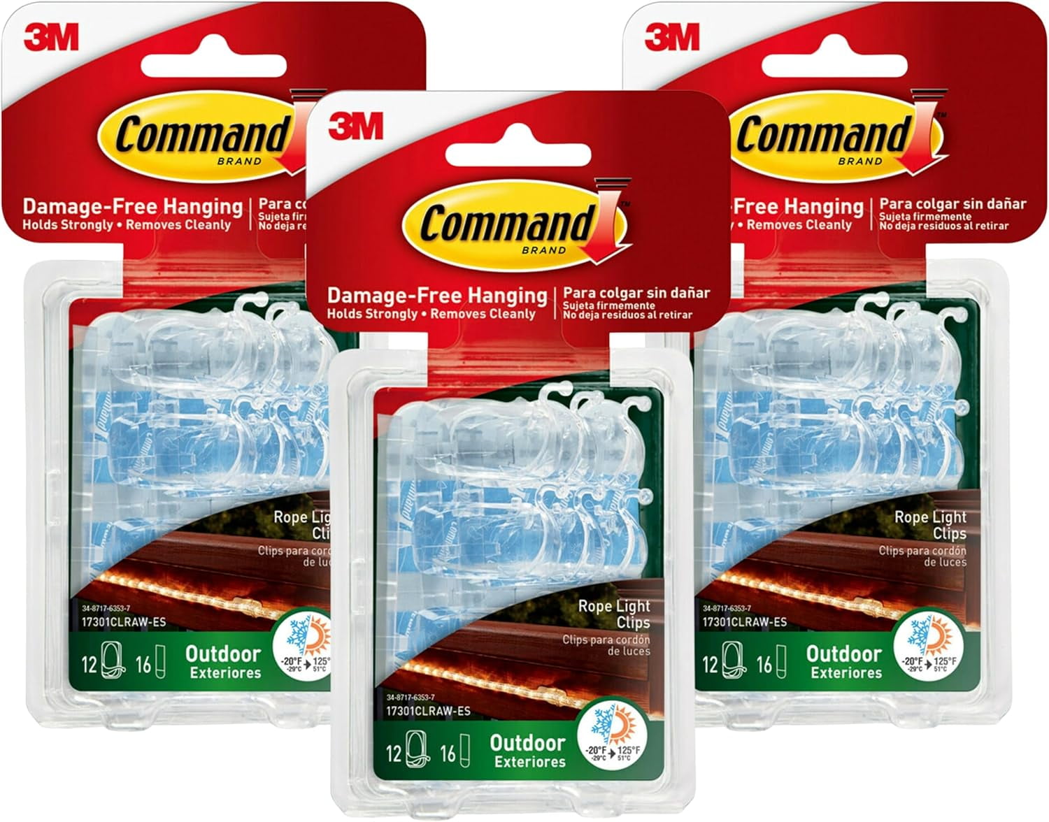 CHE-Outdoor Rope Light Clips, Clear, 3 Pack (36 Clips Total) - Weather ...