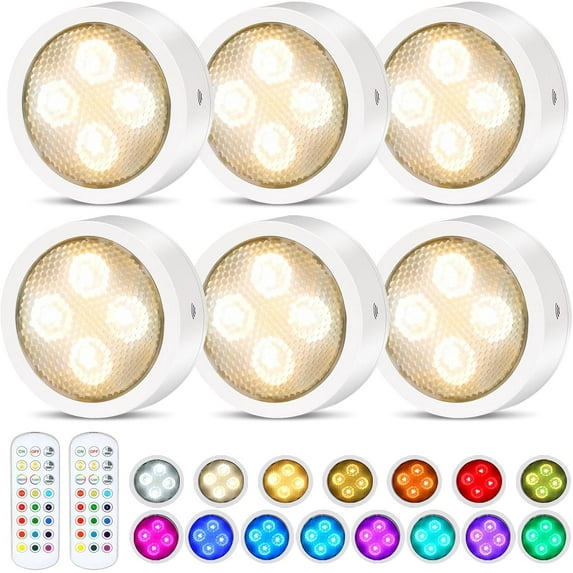 CHE-Puck Lights with Remote Timer, Under Cabinet Kitchen Lights Battery ...