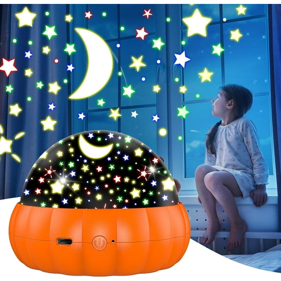 CHE-Pumpkin Star Projector Night Light for Kids,Baby Night Lights with ...