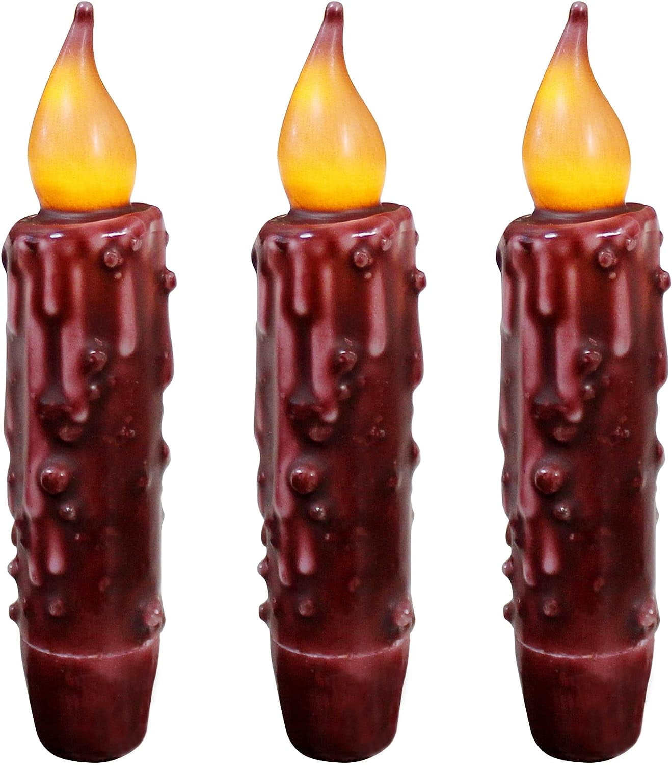CHE-Real Wax Hand Dipped Battery Operated LED Timer Taper Candles ...