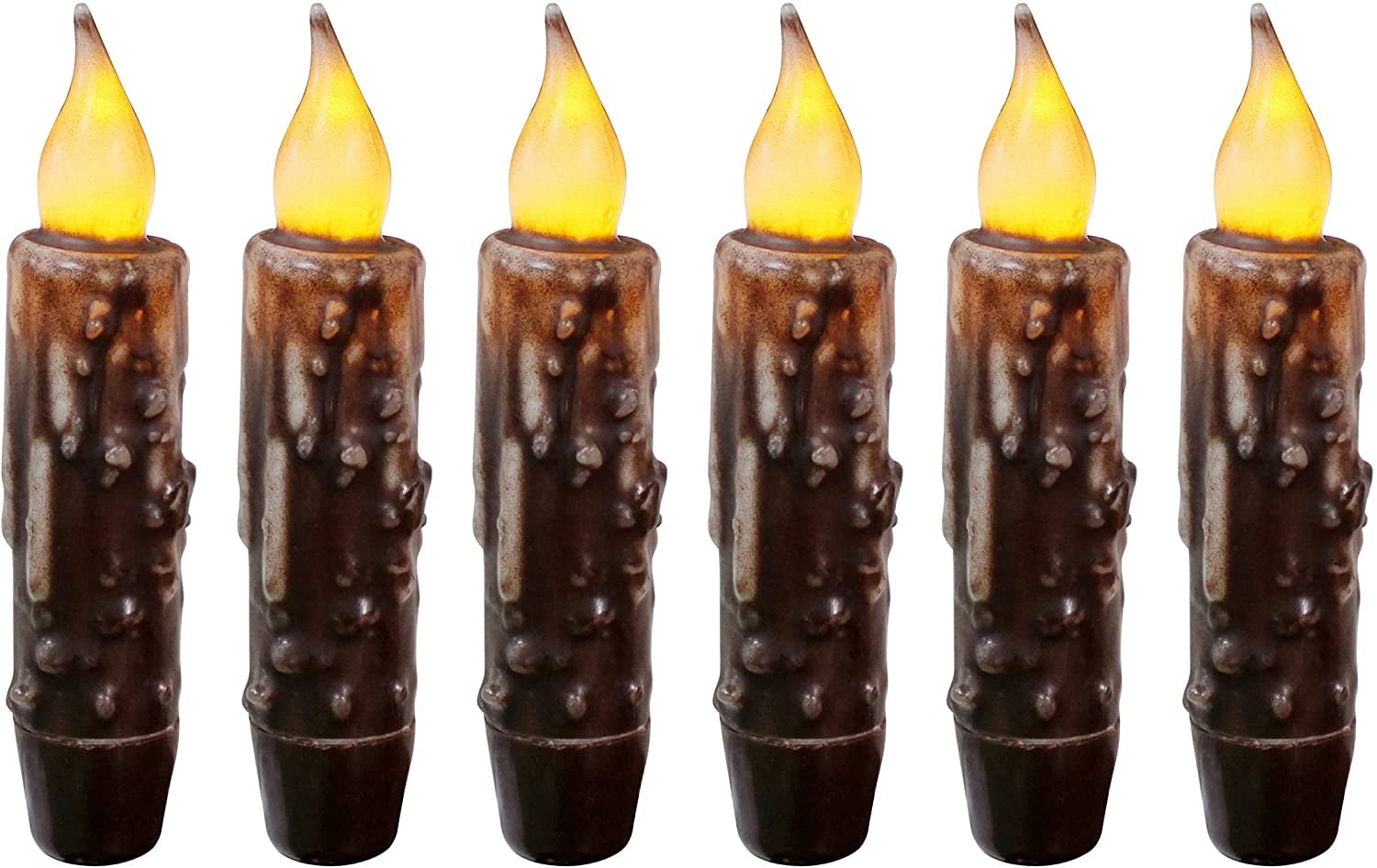 CHE-Real Wax Hand Dipped Battery Operated LED Timer Taper Candles ...