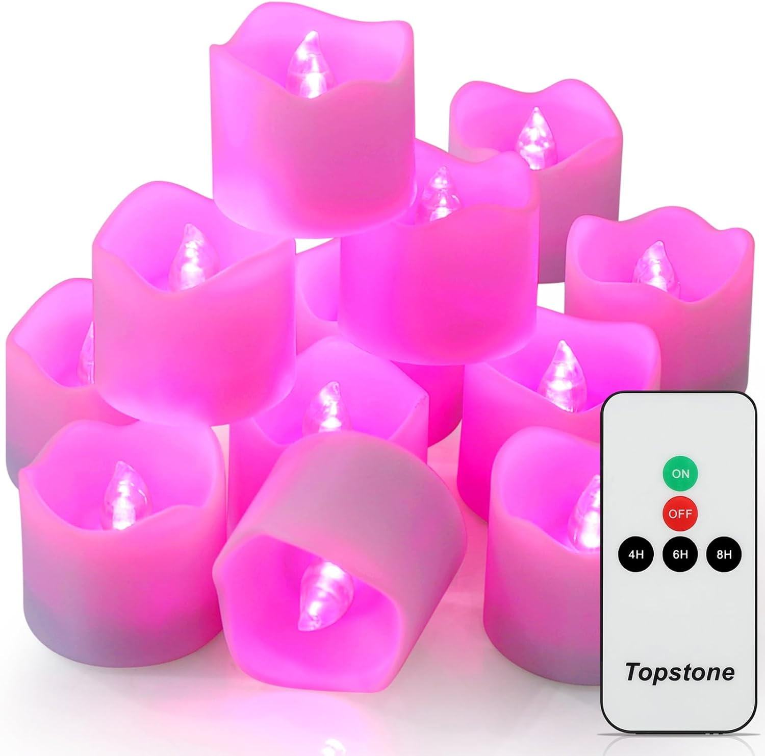 CHE-Remote Control Flameless LED Votive Candles with Timer, CR2450 ...