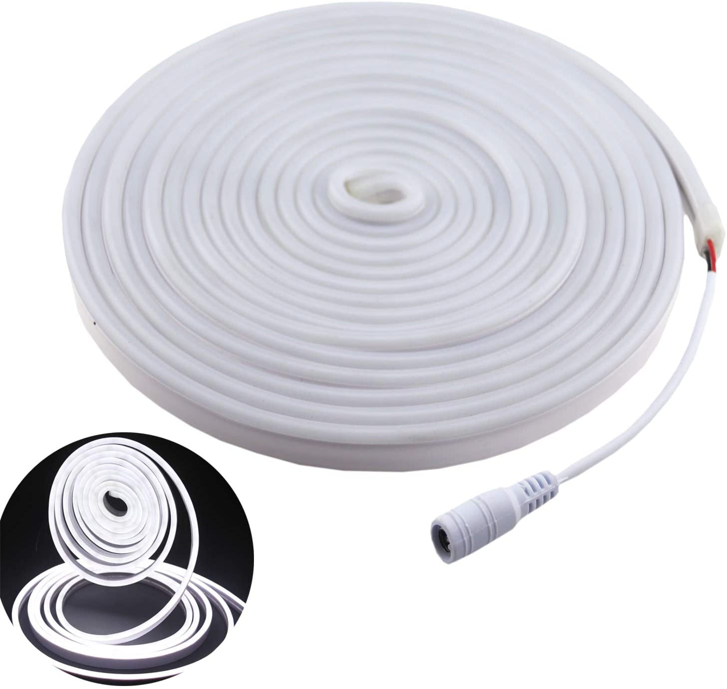 CHE-Rextin 16.4ft Dimmable White led Light Strip Flexible Silicone LED ...