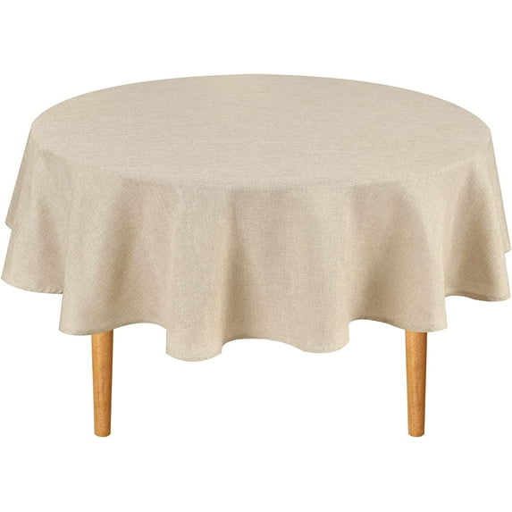 CHE-Round Linen Tablecloth 45 Inch - Wrinkle and Stain Resistant ...