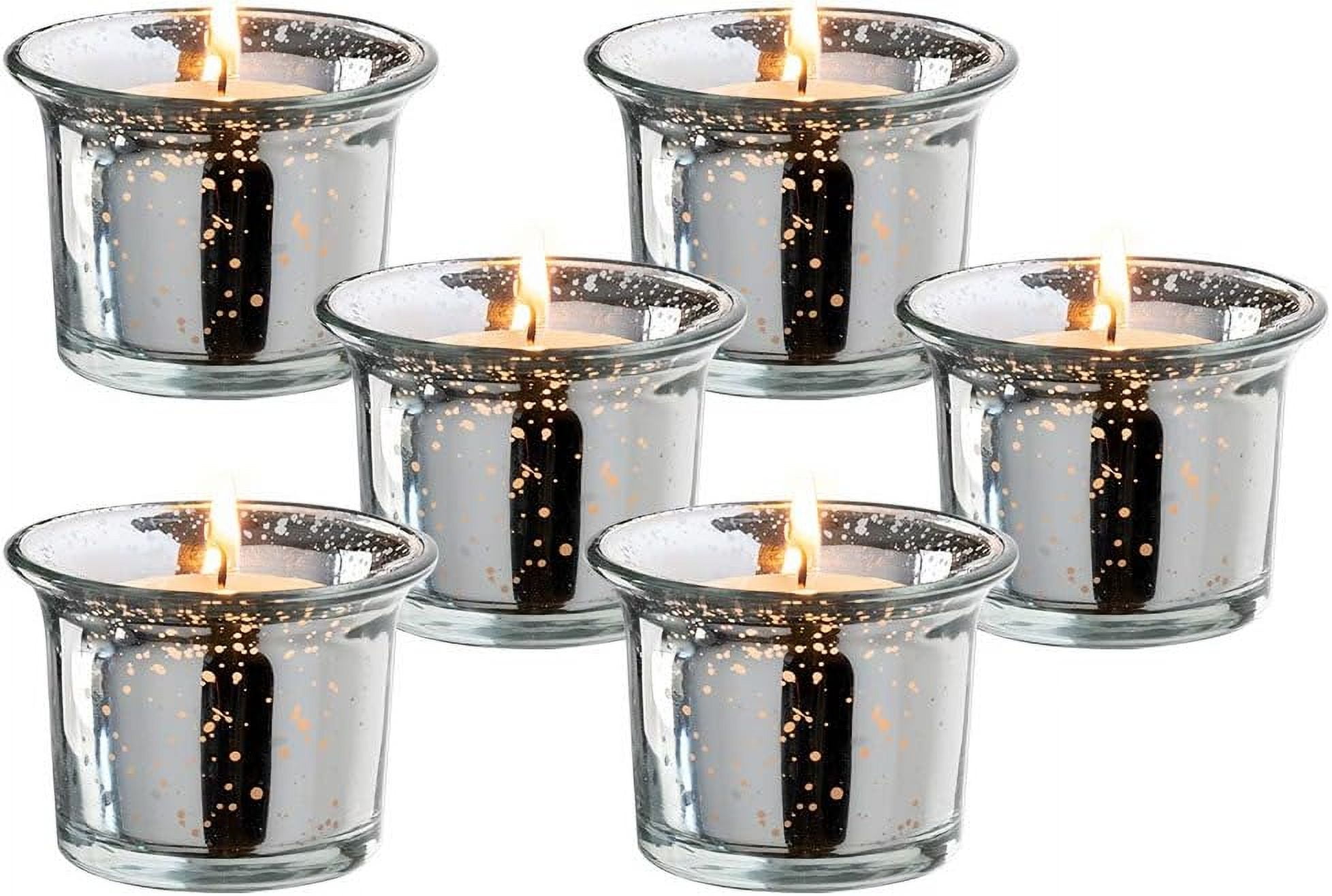 CHE-Silver Oyster Mercury Glass Votive Candle Holder, Table Centerpiece ...
