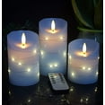 CHE-Sky Blue LED Flameless Candle, with Embedded Star String, 3-Piece ...