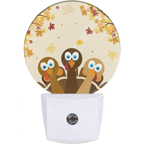 CHE-Thanksgiving Day Turkey Nightlight Autumn Red Maple Leaf LED Night ...