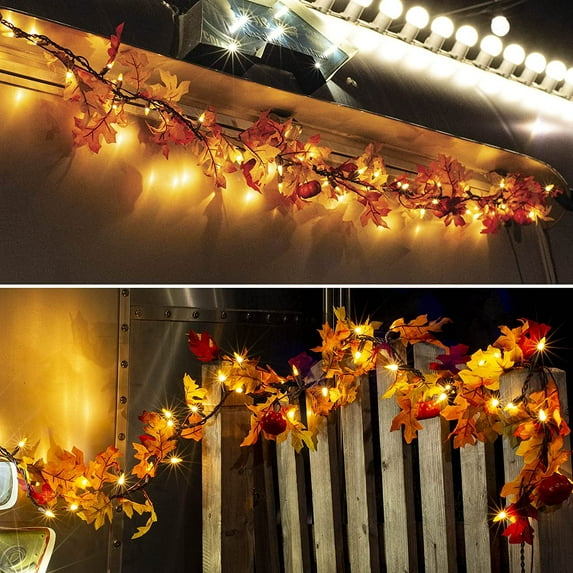 CHE-Thanksgiving Decorations Maple Leaf String Lights Plug in 120V ...