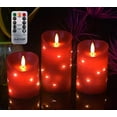 CHE-red LED flameless Candle with Embedded Star String, 3-Piece Set of ...
