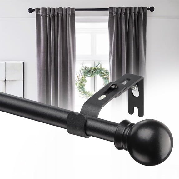 CHEASYOU Black Curatin Rod Set for Windows, 5/8 Heavy Duty Metal ...