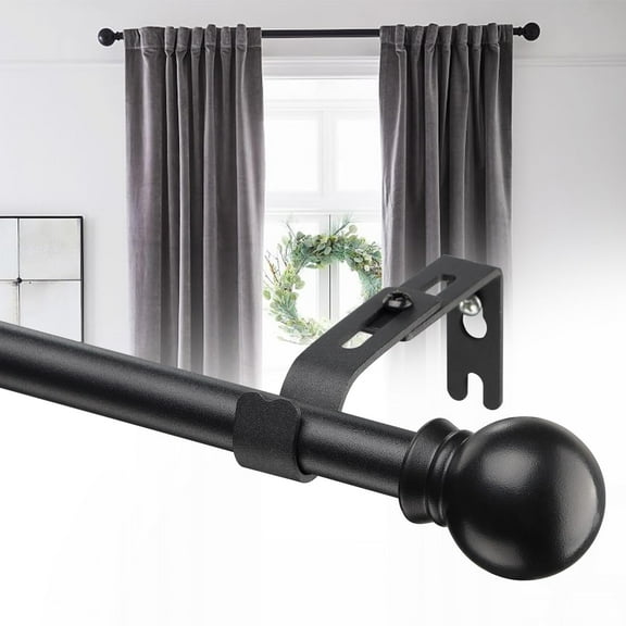 Curtain Rods for windows 28-78 inch, 5/8 inch Decorative Matte Black ...