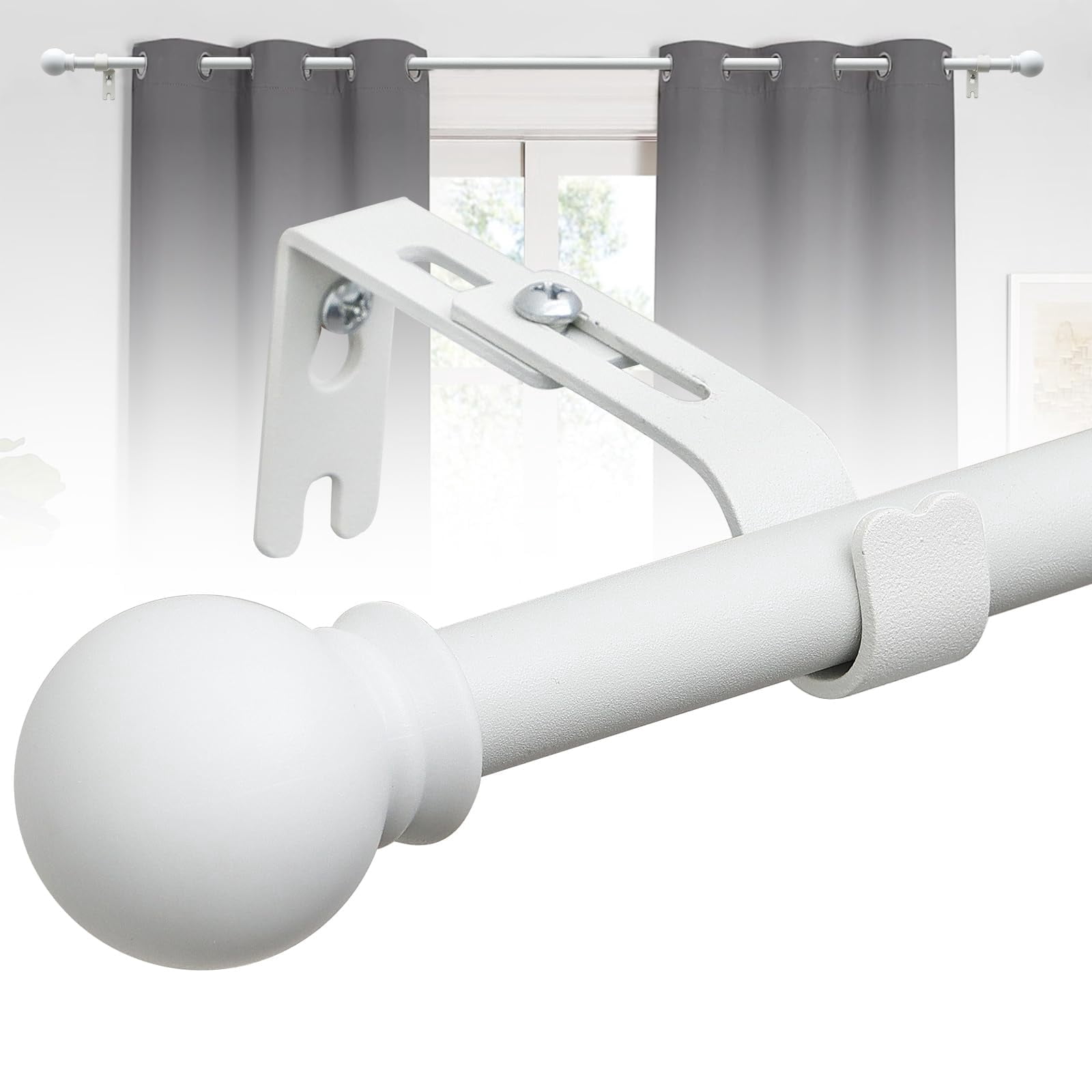 CHEASYOU White Curatin Rod Set for Windows, 5/8 Heavy Duty Metal ...