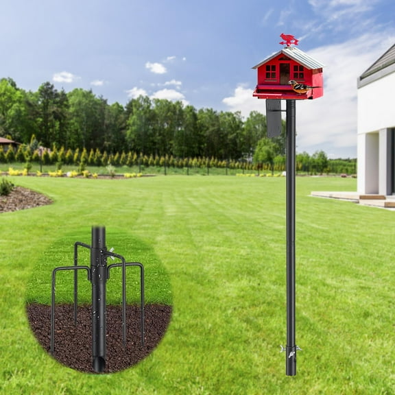 97 Inch Bird Pole with Squirrel Baffle,Adjustable Bird House Pole Stand ...
