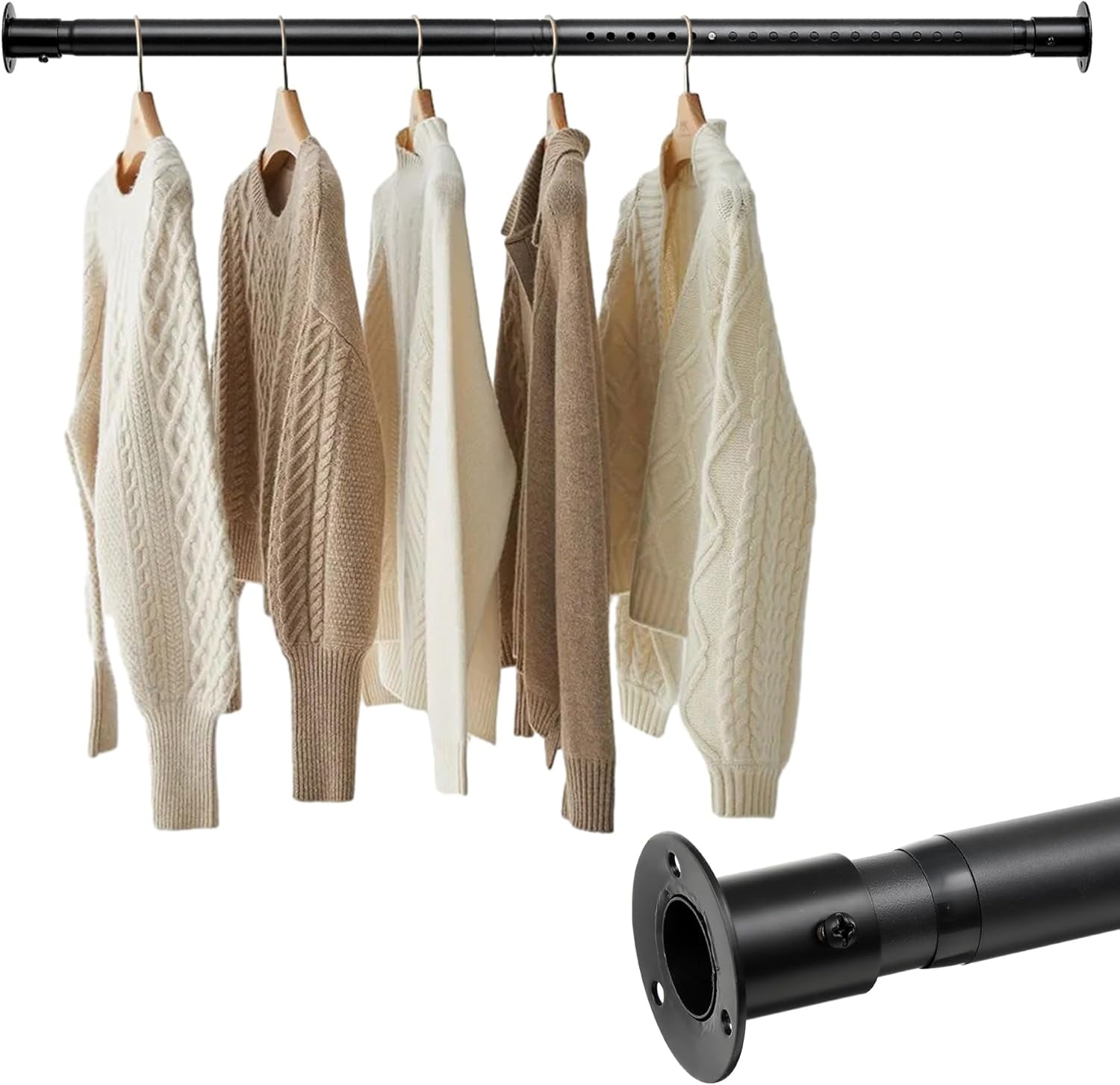 CHEASYOU Closet Rods for Hanging Clothing 17-41 inch, Adjustable Heavy ...