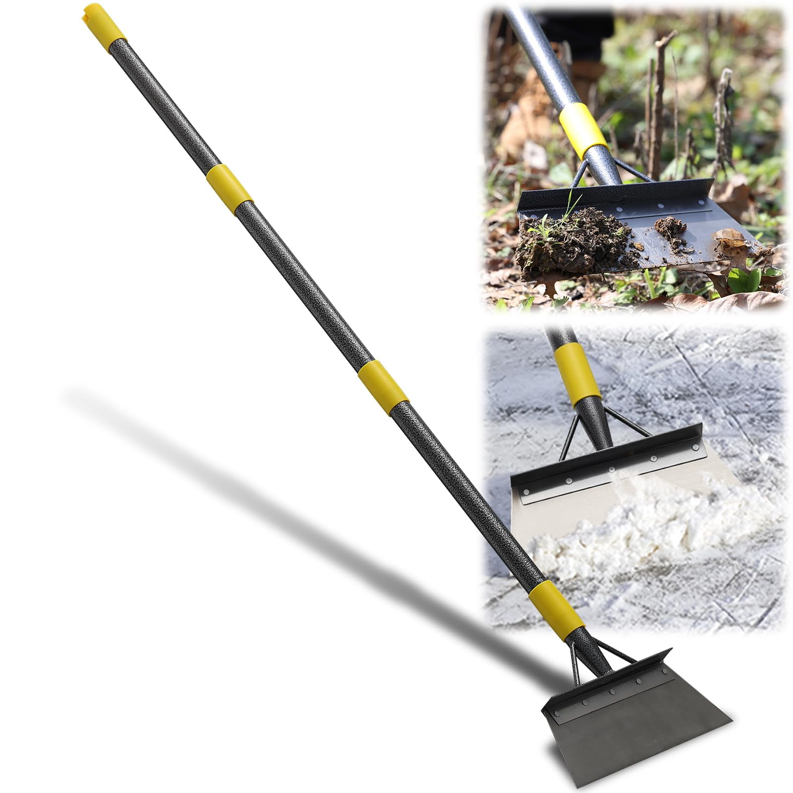 CHEASYOU Garden Flat Shovel, 88 inch Garden Cleaning Shovel, Heavy Duty ...