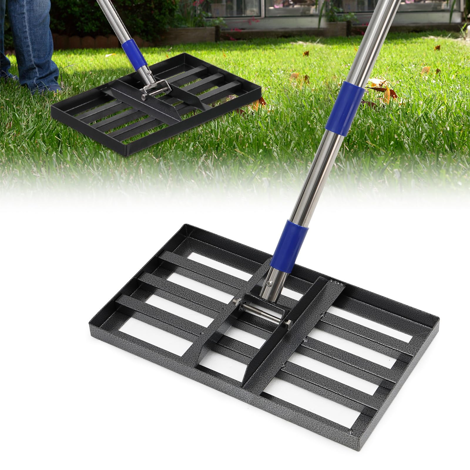 Lawn Leveling Rake, 5ft 17"×10" Stainless Steel Leveler Plate, Ground ...