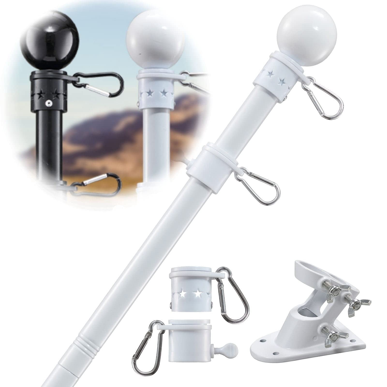CHEASYOU 6ft Heavy Duty Stainless Steel Flag Pole with Holder - Walmart.com