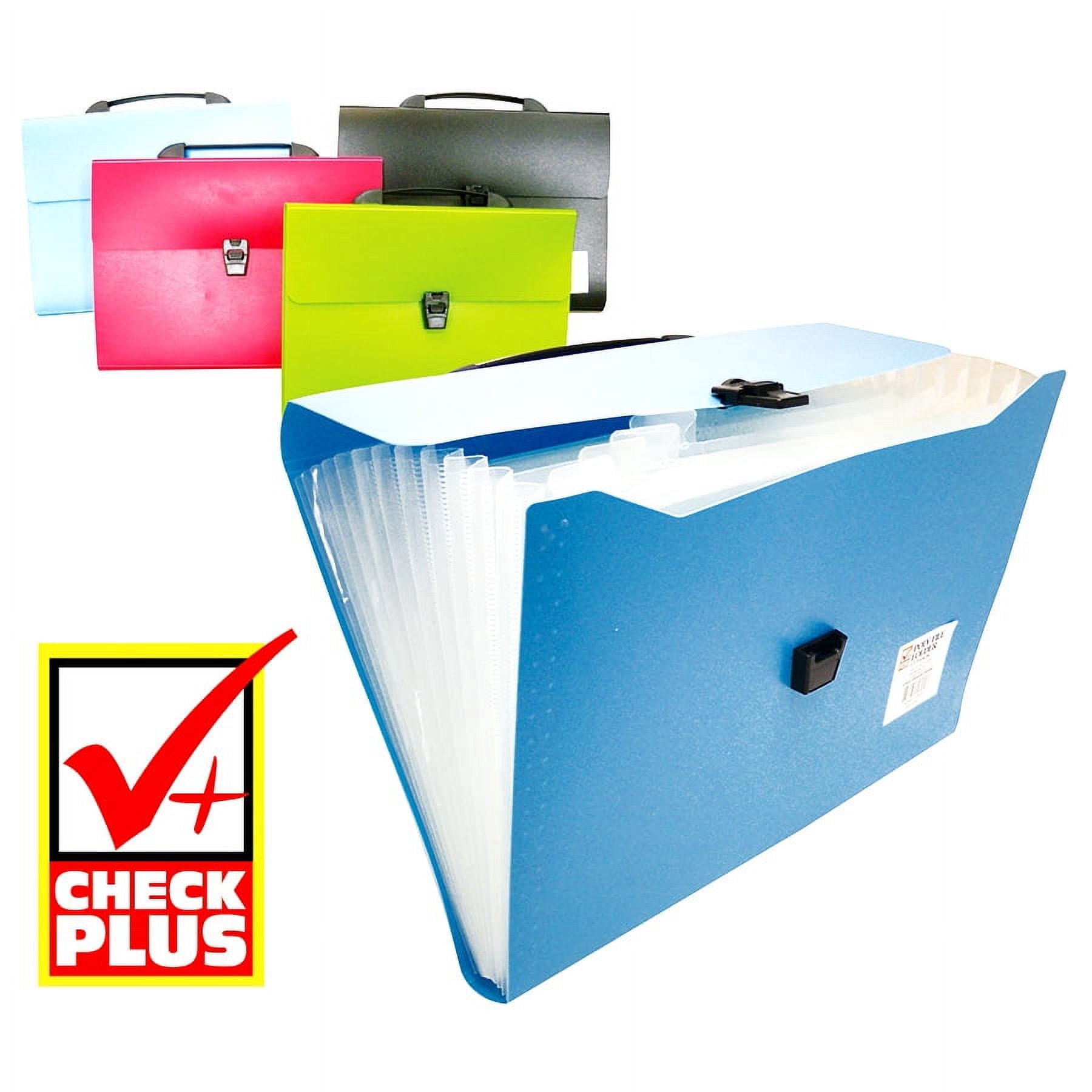 CHECK PLUS 13 Pocket Folder Poly File Expanding Document Accordion ...