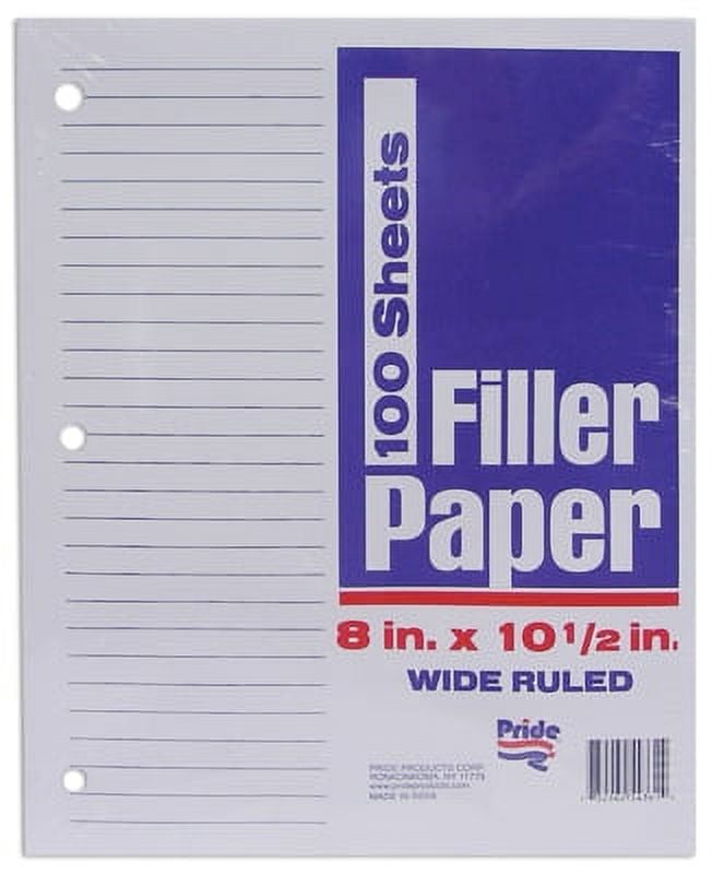 CHECK PLUS FILLER PAPER 100 SHEET 8.0 x 10.5 IN WIDE RULED 1 0 PK - Walmart.com