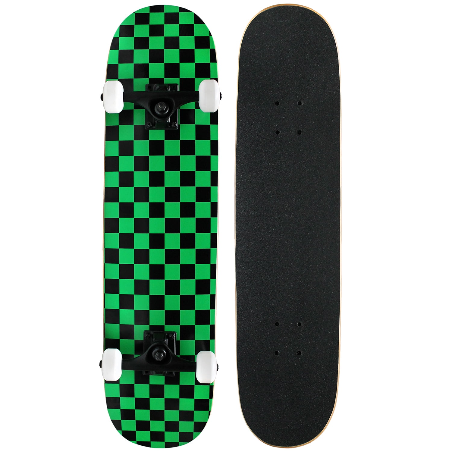 CHECKER SKATEBOARD New PRO COMPLETE Checkers ABEC 5 BLACK/GREEN ...