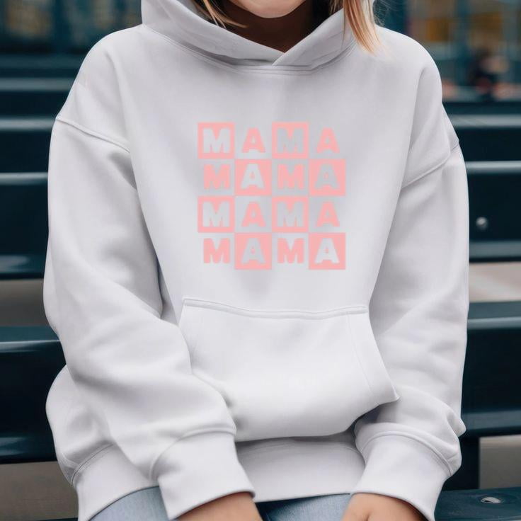CHECKERBOARD MAMA STYLISH GEOMETRIC PATTERN FOR MOTHERS TRENDY MOM APPAREL Hoodie , for men ...