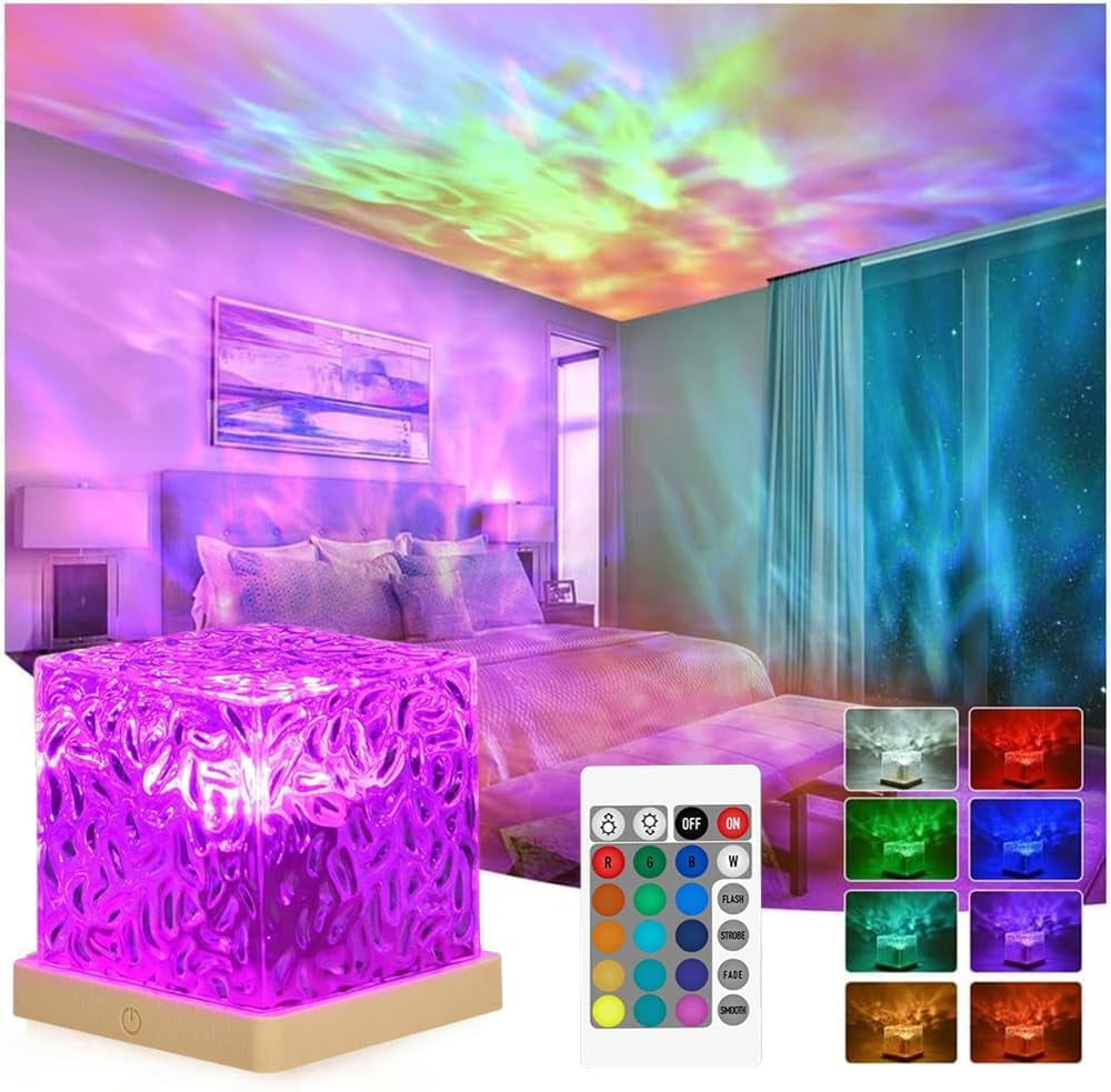 CHEDFAY Northern Lights Projector - 16 Colors Gradual Rotating Flame ...
