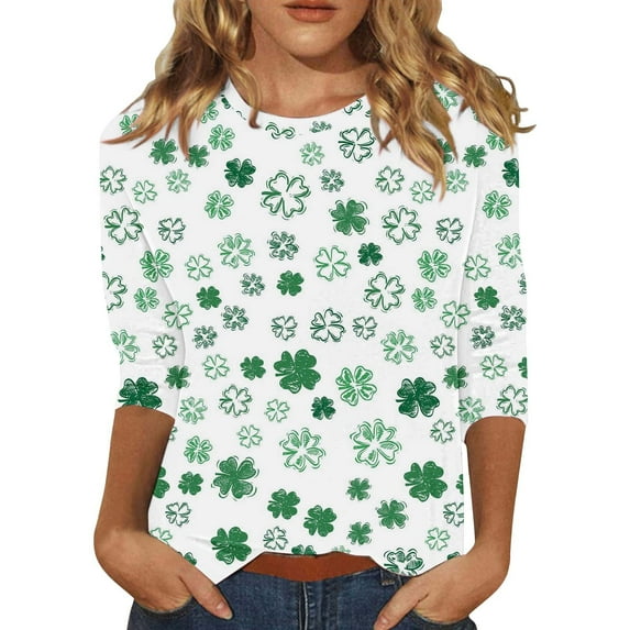 CHEEKEY 2026 Shamrock Print Women's T-Shirt St. Patrick's Day Festival ...