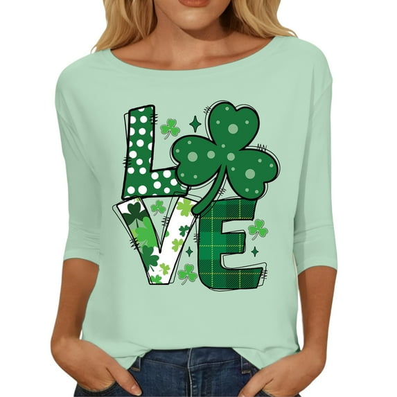 CHEEKEY 2026 Shamrock Print Women's T-Shirt St. Patrick's Day Festival ...