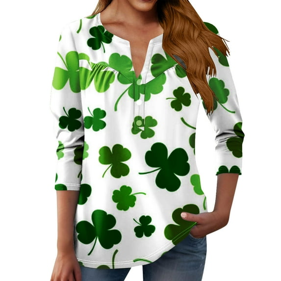 CHEEKEY 2026 Shamrock Print Women's T-Shirt St. Patrick's Day Festival ...