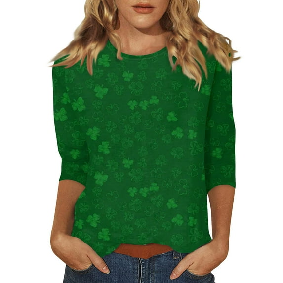 CHEEKEY 2026 Shamrock Print Women's T-Shirt St. Patrick's Day Festival ...