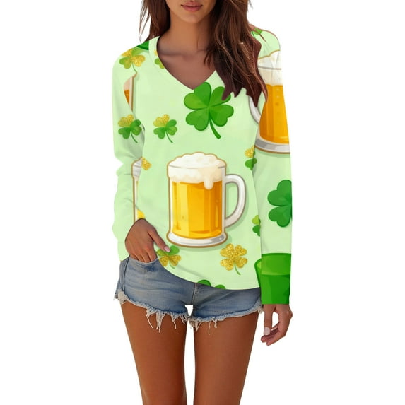 CHEEKEY 2026 Shamrock Print Women's T-Shirt St. Patrick's Day Festival ...