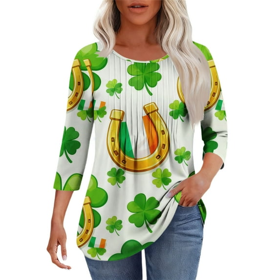 CHEEKEY 2026 Shamrock Print Women's T-Shirt St. Patrick's Day Festival ...