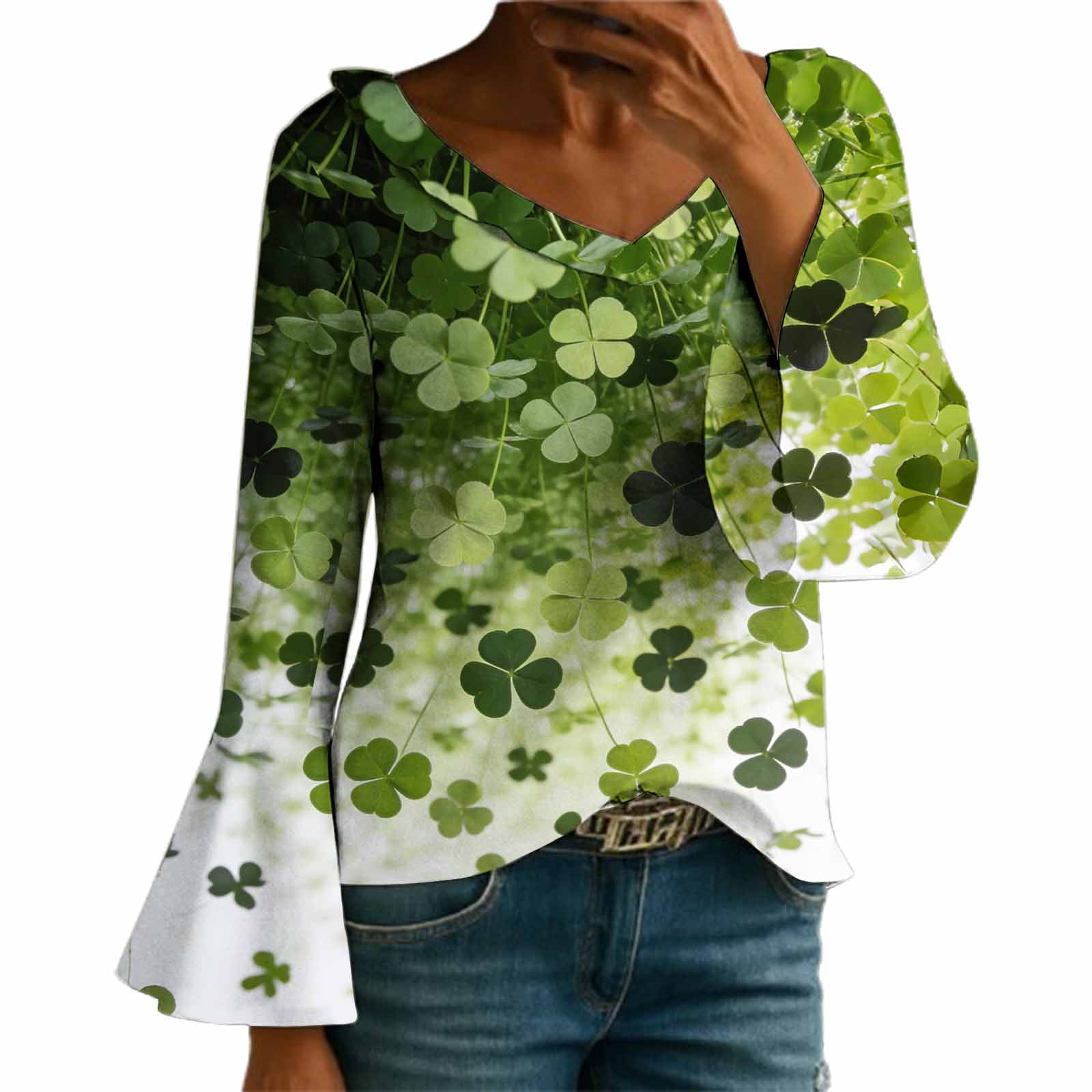 CHEEKEY 2026 Shamrock Print Women's T-Shirt St. Patrick's Day Festival ...