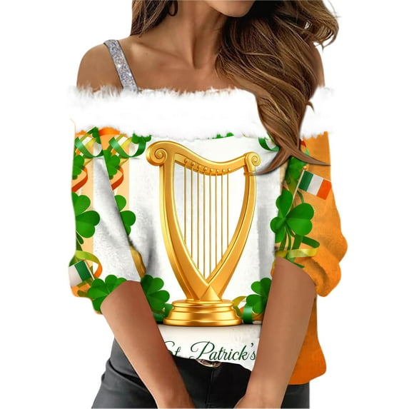 CHEEKEY 2026 Shamrock Print Women's T-Shirt St. Patrick's Day Festival ...