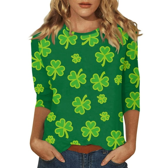 CHEEKEY 2026 Shamrock Print Women's T-Shirt St. Patrick's Day Festival ...