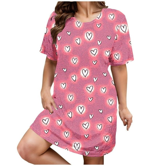 CHEEKEY Under $15 Valentine's Loose Fit Sleep Dress for Women Print ...