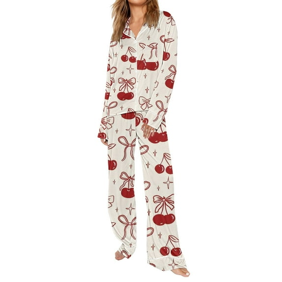 CHEEKEY Under $20 2026 Valentine's Cozy Heart Print Pajama Sleepwear ...
