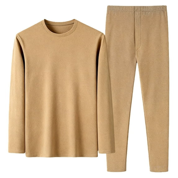 CHEEKEY Women's Solid Color Delong Pajama Set Thermal Loungewear for ...