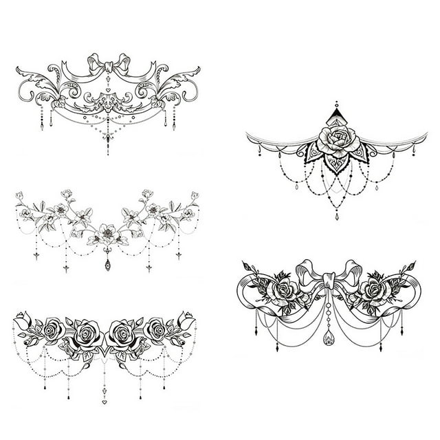 CHEEPUM Black Underboob Temporary Stickers On Chest Waist Body Remover ...