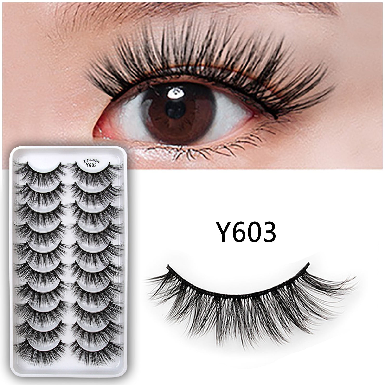 CHEEPUM Cat Eye Lashes Natural Look False Eyelashes Lashes Pack 10 ...